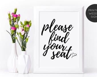 Find your seat sign | Etsy