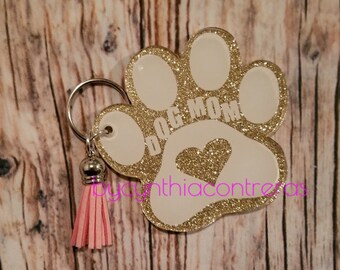 Paw Print Keychain Dog Paw Key Chain Personalized in Sterling