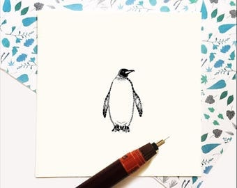 Penguin drawing | Etsy