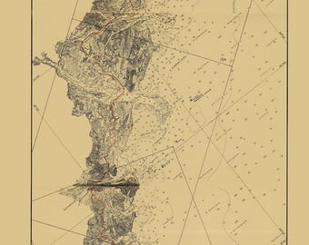 Florida Map Art Print c .1865 11 x 14 Hand Drawn