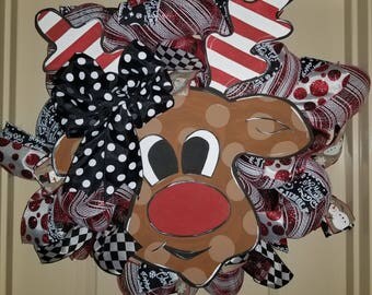 Reindeer wreath | Etsy