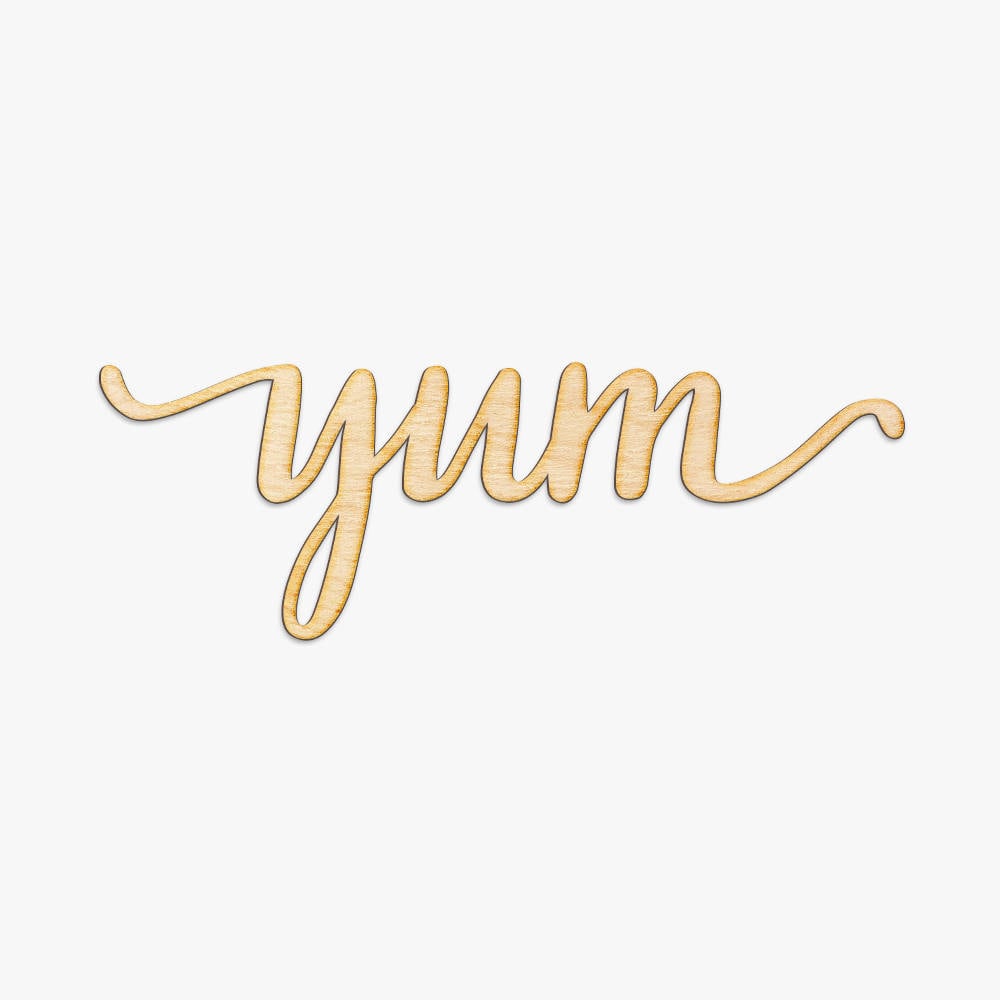 Yum Script Wood Sign-Wood Sign Art Wooden Yum Yum Sign Wood