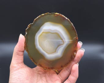 Large Agate Slices Gray Agate Coaster Large Agate Druzy Slice
