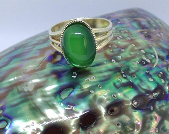 Green moonstone ring | Etsy