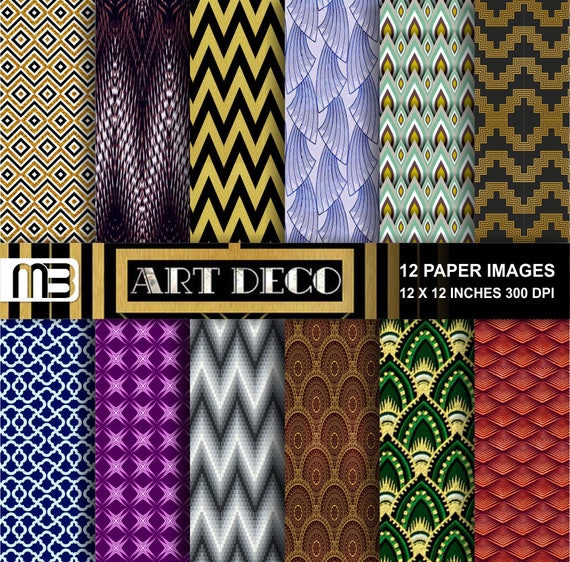 Art Deco paper pack digital paper printable papers clip