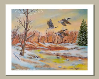 Canada geese art | Etsy