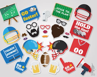 Printable Football Photo Booth Props Instant Download