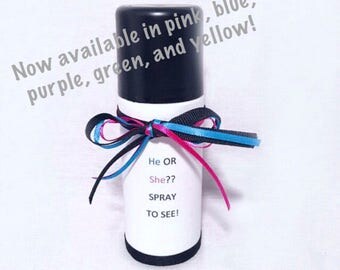 Gender Reveal Silly String Label He or She Instant