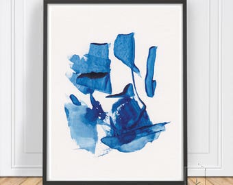 Blue abstract print | Etsy