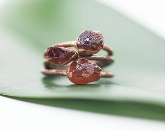 Raw garnet ring | Etsy