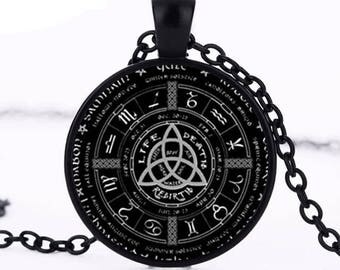 Pewter Double Pentagram Celtic Pagan Pentacle Pendant with