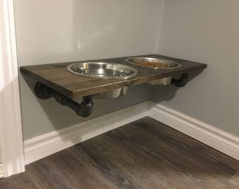 Wall mount dog bowl | Etsy