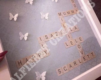 Coffee themed scrabble tile coasters