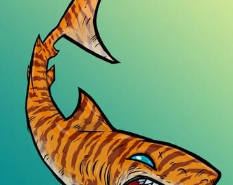 Tiger shark print | Etsy
