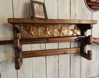 2 Gun Rack Wall mount gun display rack Red oak with