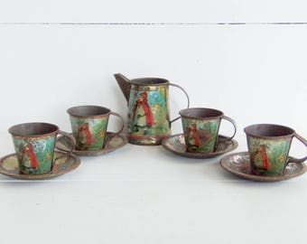 Tin tea set | Etsy