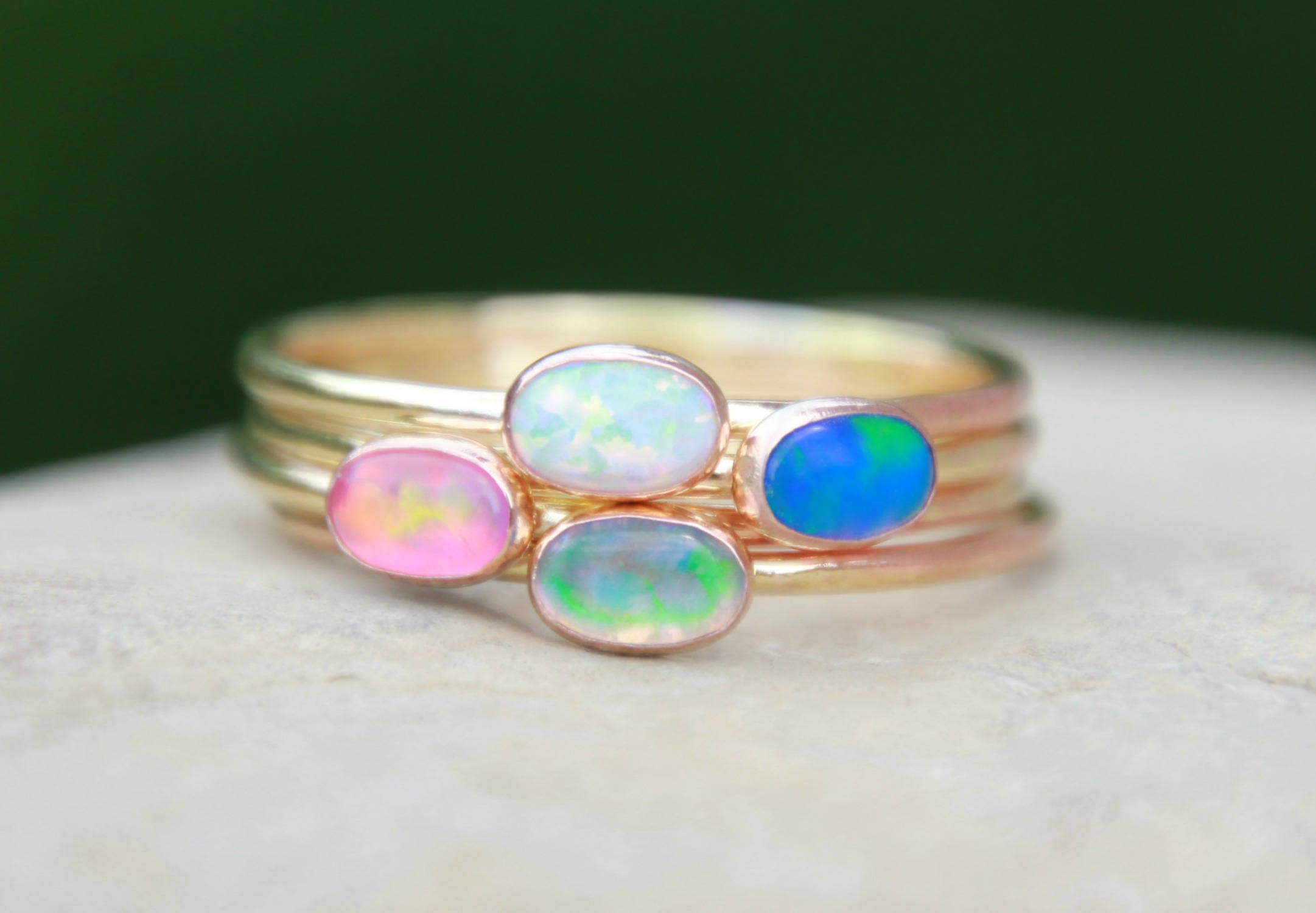 GOLD OVAL OPAL ring opal ring opal stacking ring