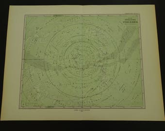 Antique astrology print old star chart vintage astronomy map