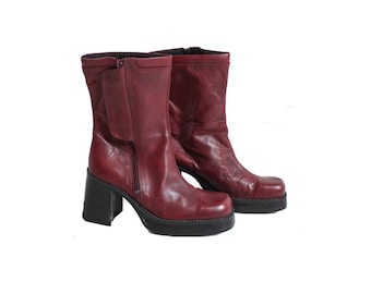 Red leather boots | Etsy