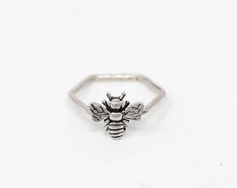 Silver bee ring | Etsy