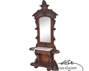 Antique hall tree | Etsy