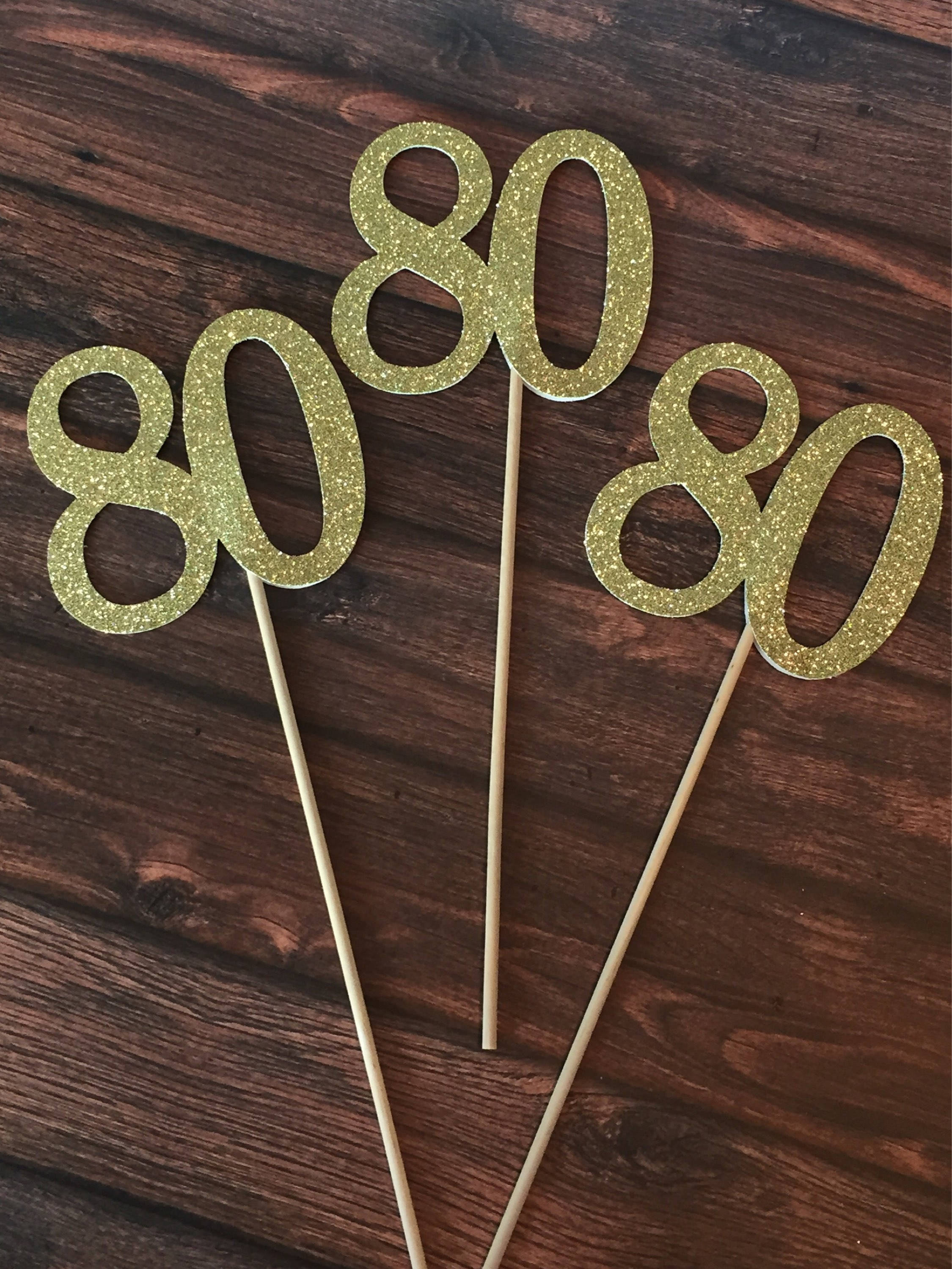 80 Centerpiece Picks Glitter Eighty On A Stick 80th Birthday