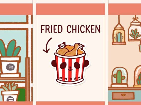Cute Fried Chicken Stickers Cute Food planner Stickers Junk