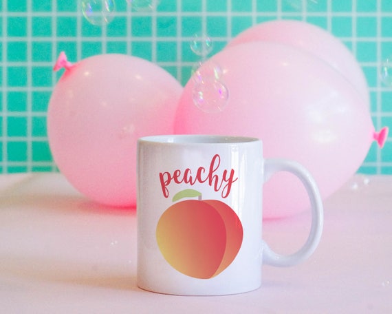 Peachy Mug Peach Coffee Mug Just Peachy Cute Mug