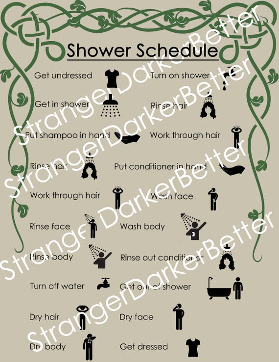 Shower Schedule Visual Schedule for Adults and Teens Digital