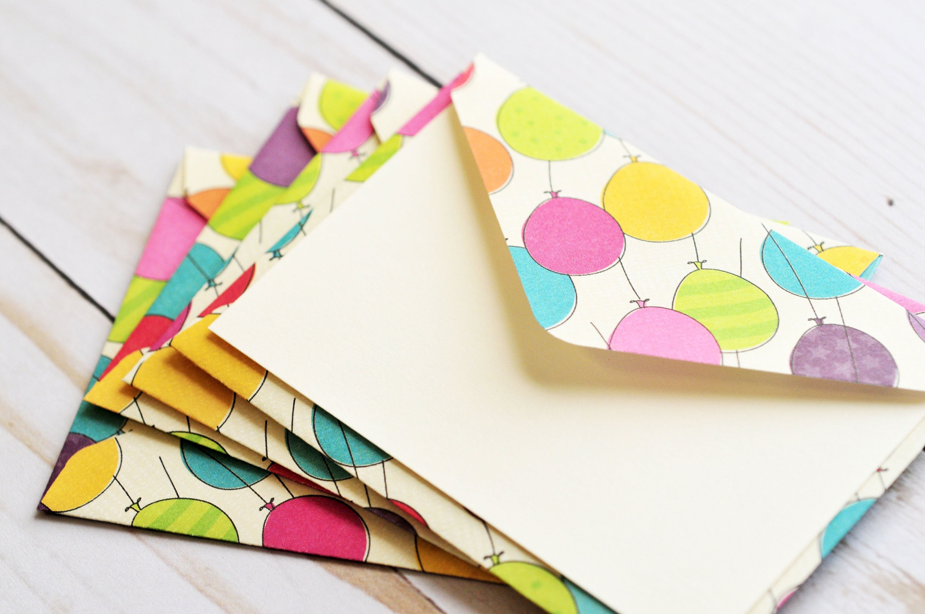 Colorful Balloon Mini Cards // Set of 4 // Blank Cards