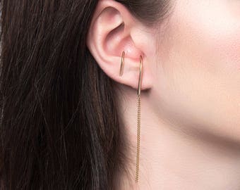 Gold chain earrings | Etsy