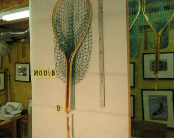 Personalized handmade wooden landing net fly fishing net