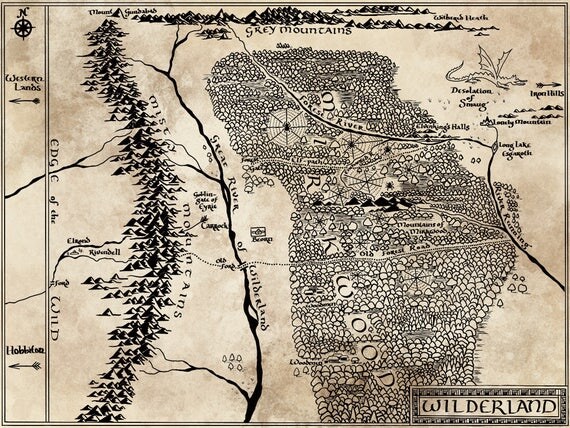 Fantasy Map of Mirkwood / Free US Shipping