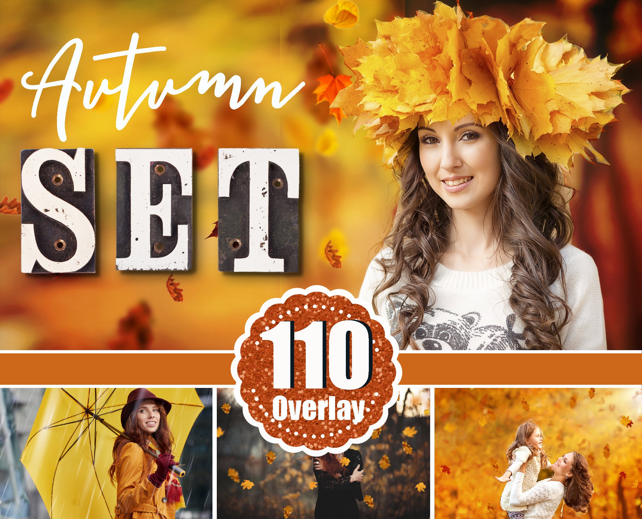 Autumn Set Photo Overlays Falling Leaves fog cloud sky