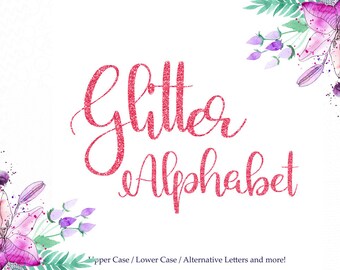 Pink glitter font | Etsy