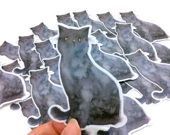 Black cat stickers | Etsy