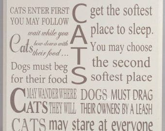 Cat rules sign | Etsy