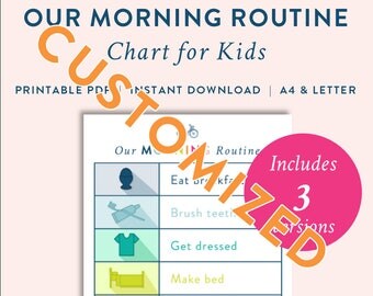 50% OFF SALE Morning Routine Chart Editable Kids Visual