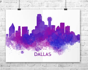 Dallas skyline Print Dallas Texas poster Dallas Vertical