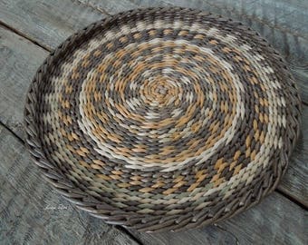 Round wicker tray | Etsy