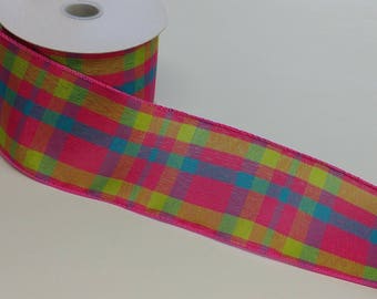 Green plaid ribbon | Etsy