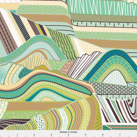 Geometric Earth Tones Fabric Geological Landscapes By