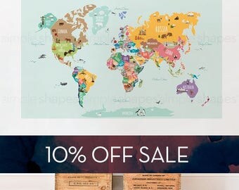 World map poster | Etsy