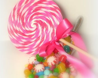 Fake Lollipop LARGE Big Carnival Candy Shoppe Clay Swirl Fake