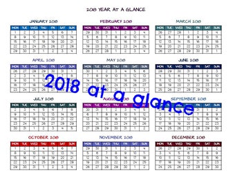 At a glance calendar | Etsy
