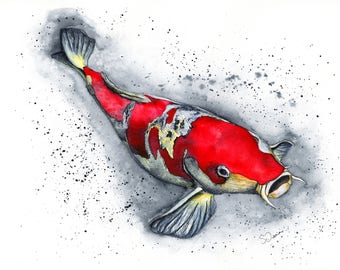 Koi fish art | Etsy