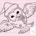 Digital Stamp Instant Download Christmas Owl w/ Santa Hat