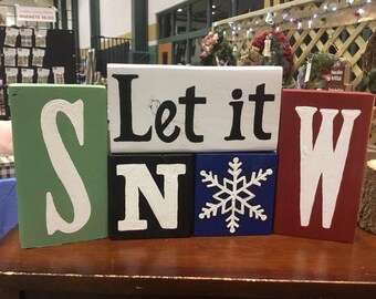 Let it snow blocks | Etsy