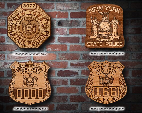 Personalized Wooden New York State Police Badge or Patch