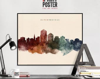 Albuquerque Skyline Art Print Albuquerque Artwork
